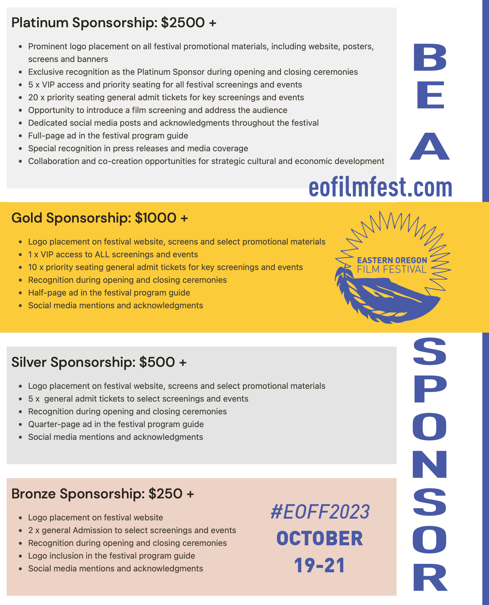 Seeking Festival Sponsors for #EOFF2023 • Eastern Oregon Film Festival